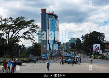 Addis Ababa, in the city center, modern high rise building Stock Photo ...