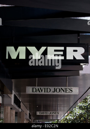 Myer and David Jones stores on Bourke Street Mall, Melbourne Stock ...