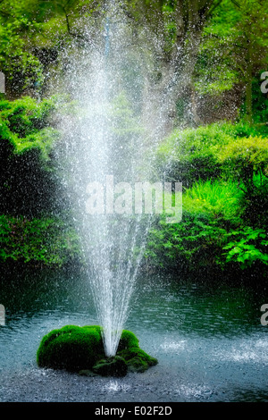 Fountain with a green foliage background Derwent gardens Matlock Bath ...