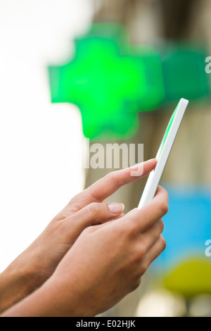 Woman use of smart phone at outdoor Stock Photo - Alamy