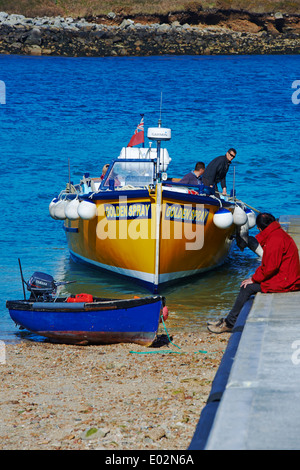 Golden Spray boat at Anneka’s Quay, Bryher, Isles of Scilly, Scillies ...