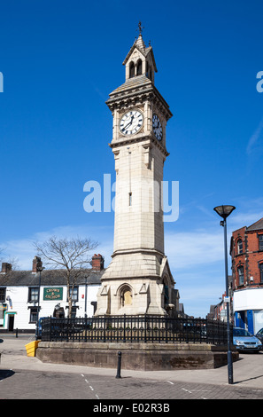 The clock tower in the square at Tunstall Stoke on Trent Staffordshire ...