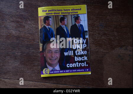 UK. 30th April 2014. UKIP European Election campaign leaflet Credit ...