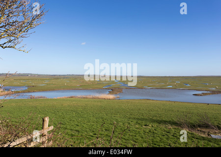 View over the North Kent Marshes to oil and chemical refining and ...