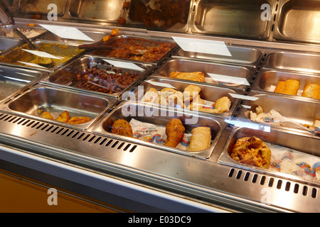 hot food deli counter in a filling station convenience store in ...