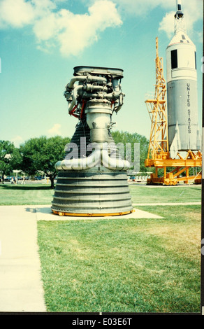 This glossy photograph showcases the Saturn V rocket, the launch vehicle used in the Apollo ...