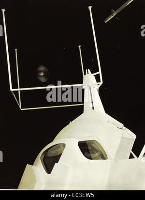 A mock-up of the Apollo Lunar Module on the moon is displayed at the ...