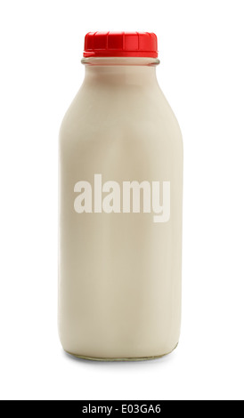 Milk Bottle with Red Cap Isolated on White Background Stock Photo ...