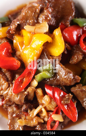 fresh tasty and colorful chinese food on wooden background Stock Photo ...