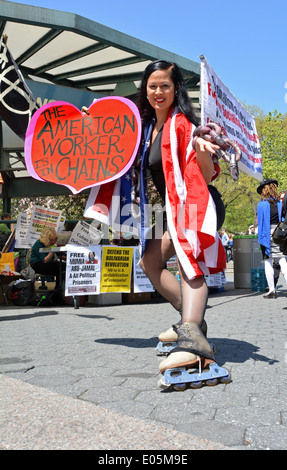Marni Halasa, demonstrating at the May Day Rally at Union Square Park ...
