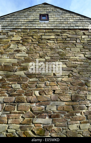 Stone building, gable end wall / detail of weathered sandstone Stock ...