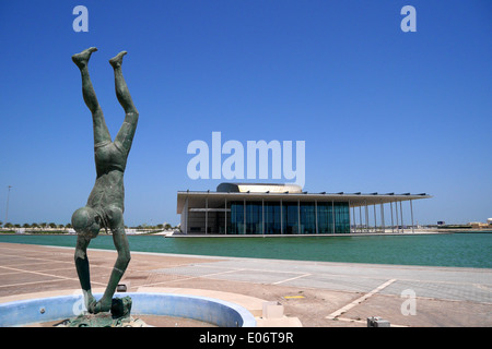 Statue of a pearl diver outside the Bahrain National Museum, Manama ...