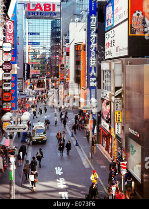 LABI large electronics store in Shibuya, Tokyo, Japan. Black and white ...