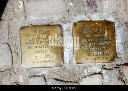 Stolperstein brass plaque in the pavement remembering Jewish victim of ...