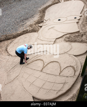Bart Simpson Sand Art South Bank London UK Stock Photo - Alamy