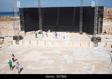 Arena and stage in the old Roman town of Caesarea, Israel Stock Photo ...