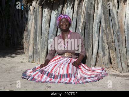 Ovambo Woman With Traditionnal Clothing, Ondangwa, Namibia Stock Photo ...