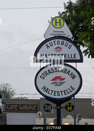 Bus and tram stop sign, Vienna, Austria Stock Photo - Alamy