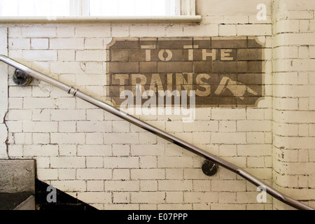 To the Trains sign, Stepney Green underground station, London, England ...