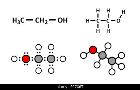 Ethanol (EtOH, ethyl alcohol) molecule, chemical structure isolated ...