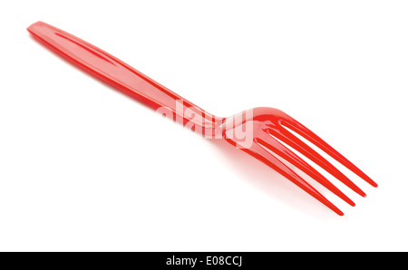 Plastic fork isolated on white, top view. Serving baby food Stock Photo ...