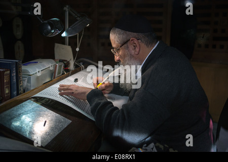A Jewish Rabbi writing Torah pages Stock Photo - Alamy