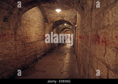 Damp corridor inside Fort de Douaumont, Verdun, Lorraine, France Stock ...