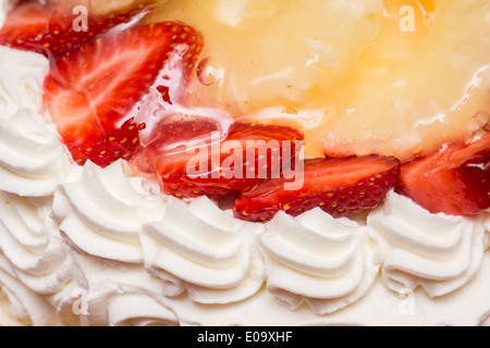 Strawberry Whip Cream Cake Close Up Stock Photo - Alamy
