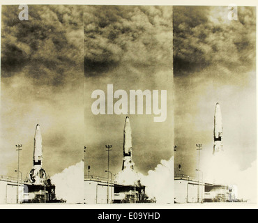 A 1959-1965 glossy photo of the Convair Atlas rocket, showcasing its ...