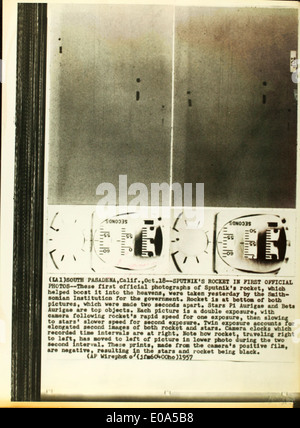 This photograph from 1957 shows the first television test broadcasts in ...