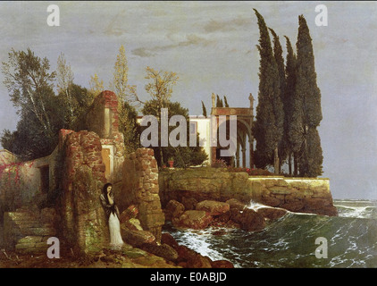 Arnold Böcklin, Villa by the Sea, painting in oil on canvas, 1871-1874 ...