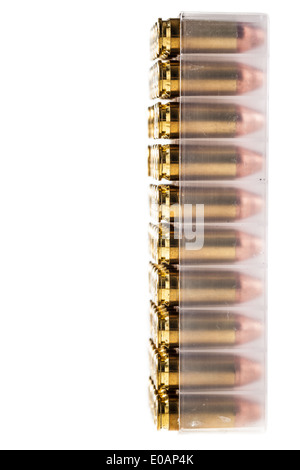 a plastic box full of bullets isolated over a white background Stock ...