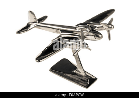 a shine chrome airplane model isolated over a white background Stock ...