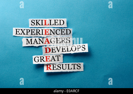 leader acronym in business concept, words on cut paper hard light Stock ...