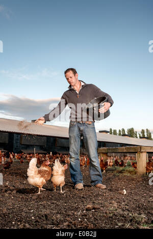 Willingham near Cambridge, UK. 7th May 2014. Farmer Ed Gilbert feeds ...