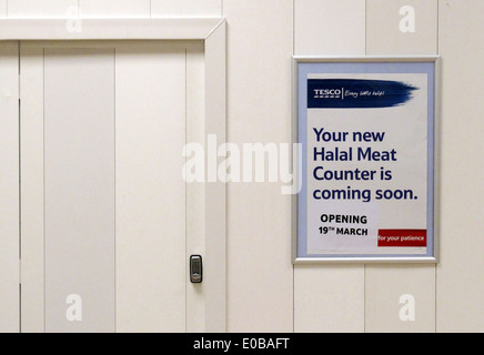 British supermarket Halal Meat counter coming soon Stock Photo - Alamy
