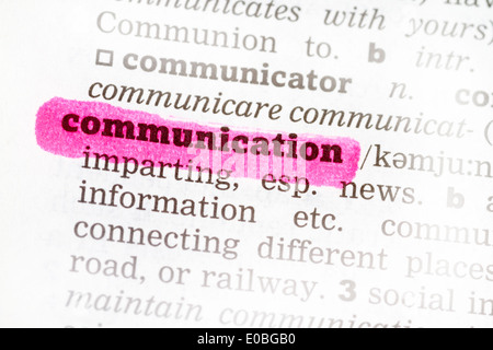 Communication Dictionary Definition single word with soft focus Stock ...