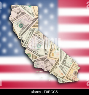 Map of California filled with US dollars Stock Photo - Alamy