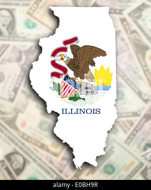 Map of Illinois filled with the state flag Stock Photo - Alamy