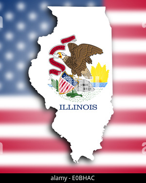 Map of Illinois filled with the state flag Stock Photo - Alamy