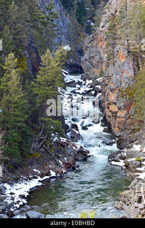 Gorge rocks cliff and waterfall river Rondane National Park Norway ...