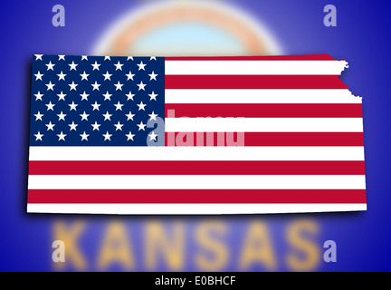 Map of Kansas filled with the national flag Stock Photo - Alamy