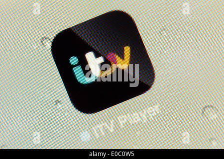 Close up of ITV Player logo as seen on ITV website. (Editorial use only ...