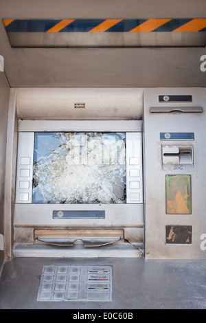 bank atm teller damaged cash machine with out of order written Stock ...