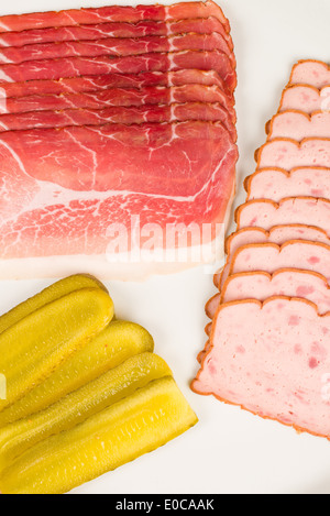 Ham and leberkaese, traditional German cold meat Stock Photo - Alamy