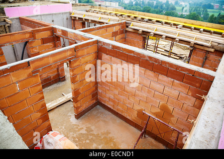 The shell of a single-family dwelling in brick massive construction ...