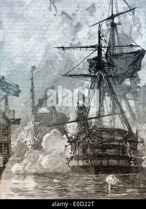 Battle of Sinop, 30 November 1853. Imperial Russian war ships attacked ...