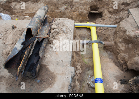 National Grid Gas replacing cast iron supply pipes with new plastic ...