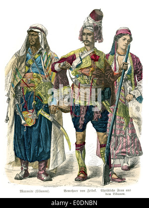 LEBANON: Maronite Man & Woman, antique print 1871 Stock Photo - Alamy