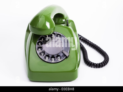 Green retro phone receiver Stock Photo - Alamy